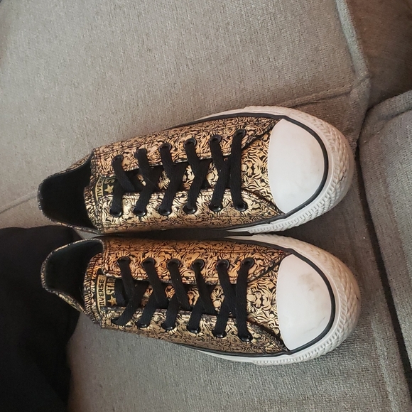 Converse | Shoes | Converseall Star Gold Metallic All Over Tiger Print ...